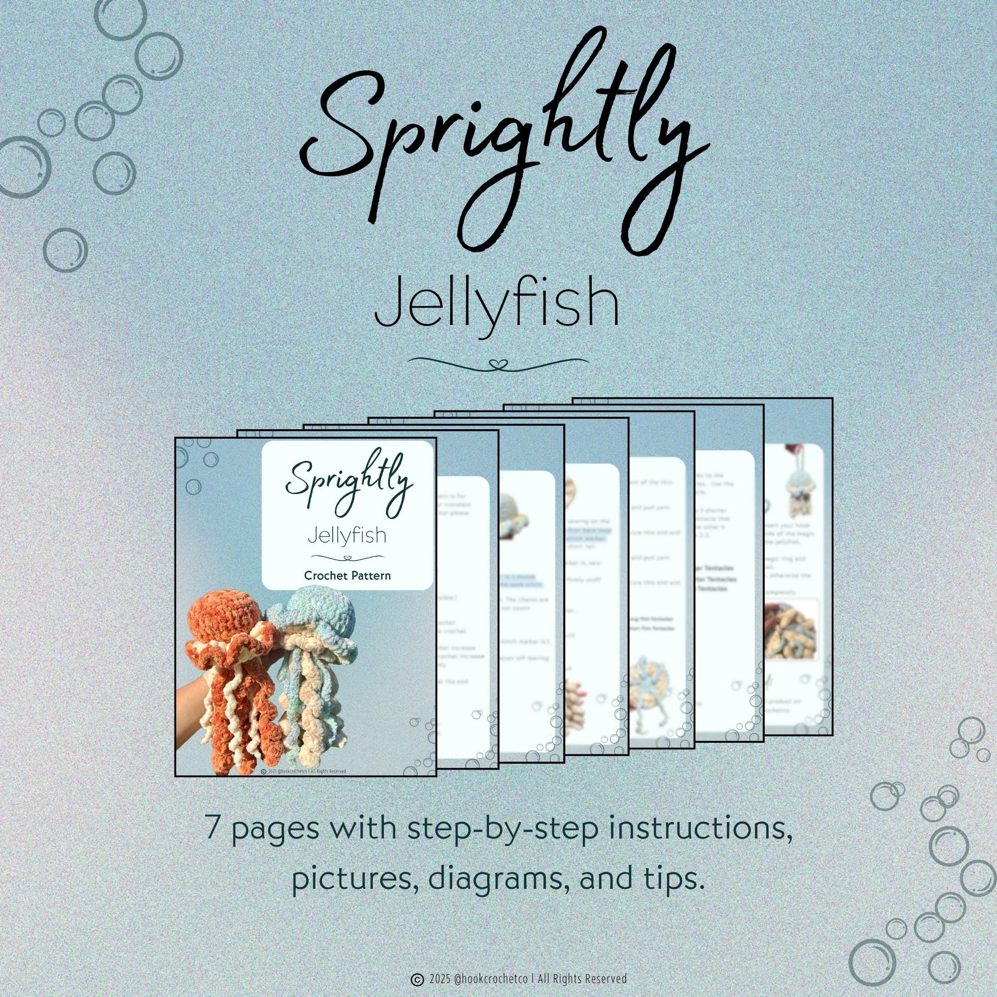 Jellyfish Bundle Crochet Pattern PDF - Realistic, Sea Creatures ...