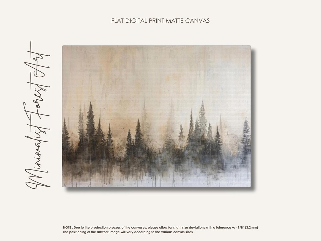 Minimalist Forest Canvas Print • Neutral Cedar Tree Landscape • Modern ...