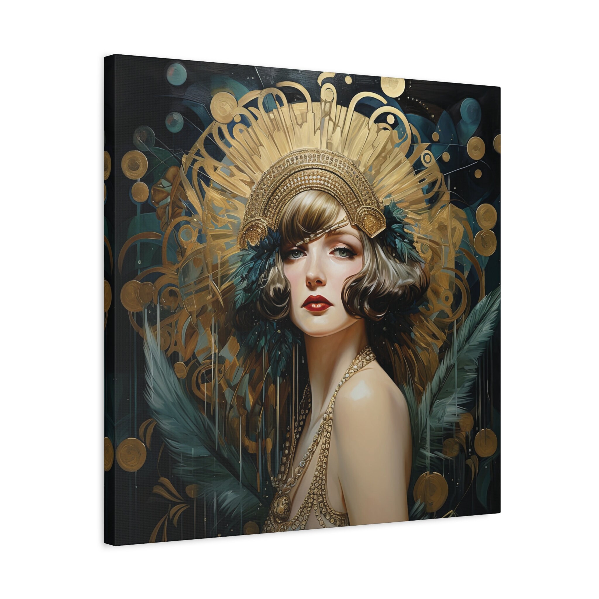 Art Déco Wall Art Canvas Print • Glamorous 1920's Gatsby Flapper Woman ...