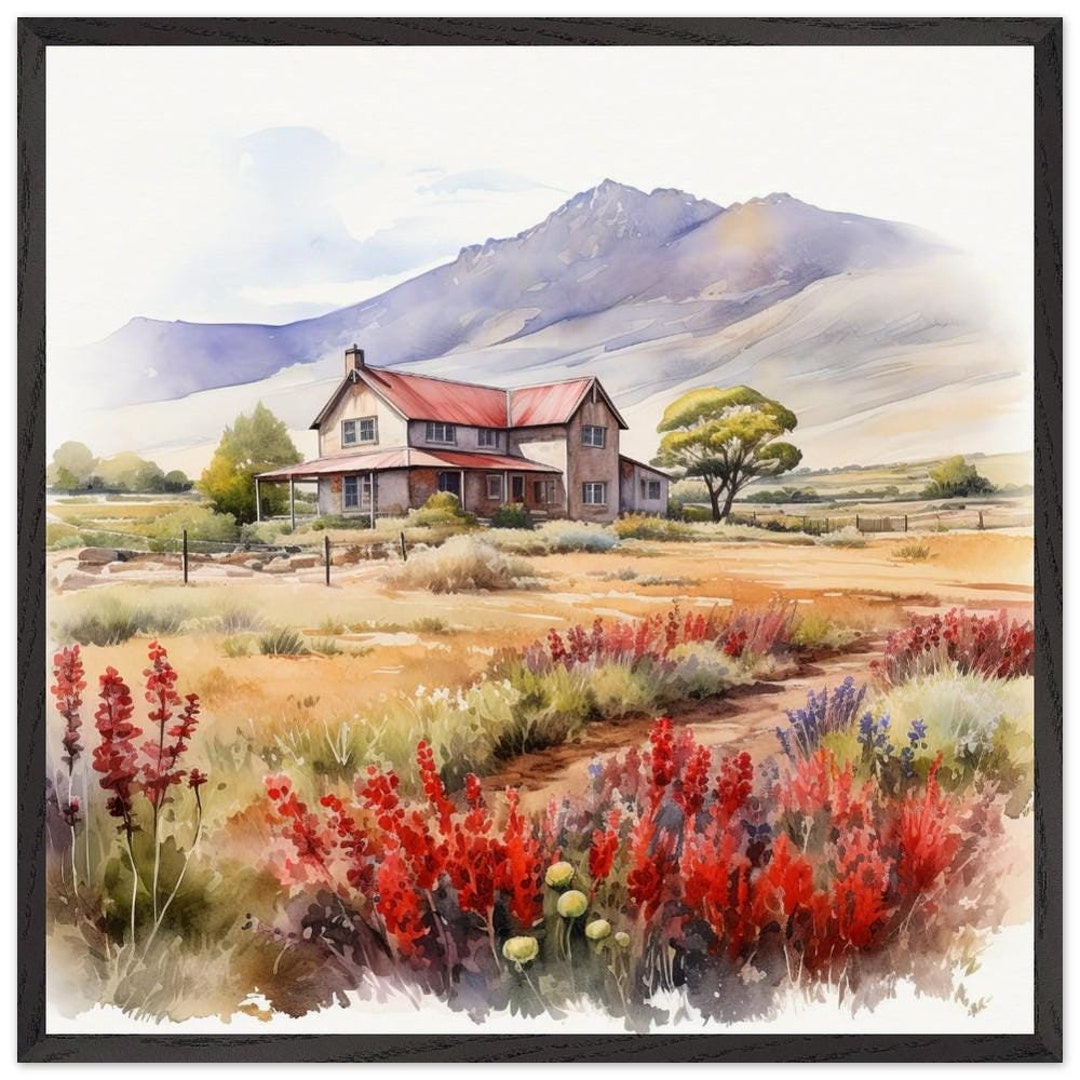 Karoo Farmhouse Landscape Print: South African Mountain Vista - Etsy UK