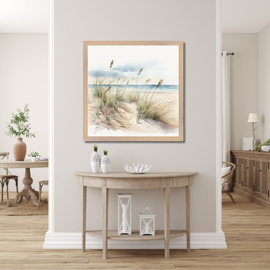 Hampton's Style Dune Grasses Seascape Wall Decor, Large Premium Wood ...