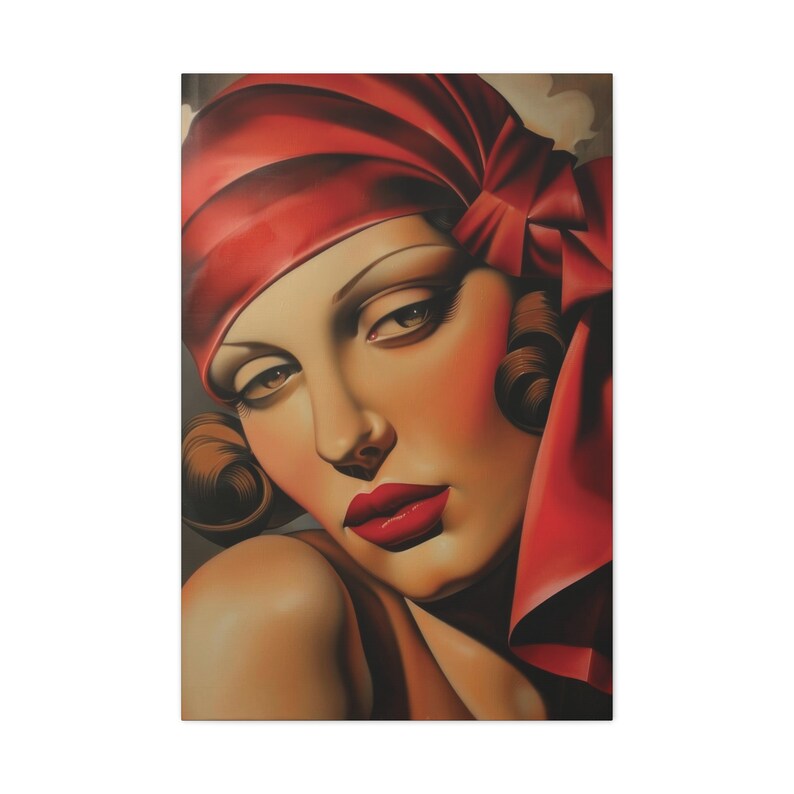 Art Deco Woman Portrait, Tamara De Lempicka Inspired Digital Print, Red ...