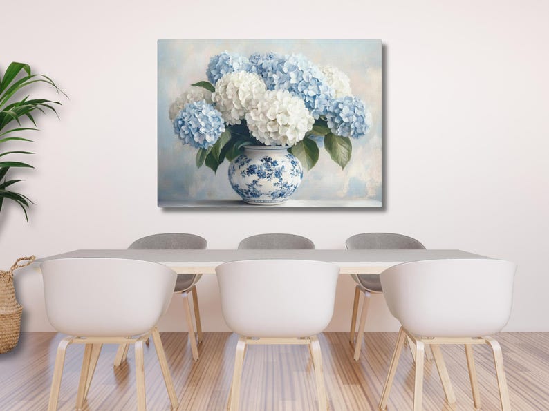 Hydrangea Canvas Print • Blue Floral Ceramic Vase Still Life - Etsy