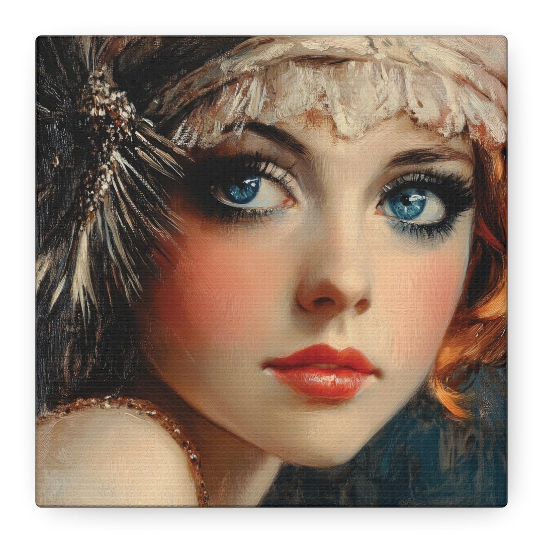 Cute 1920s Style Flapper Portrait, Auburn Haired Blue-eyed Art Deco ...