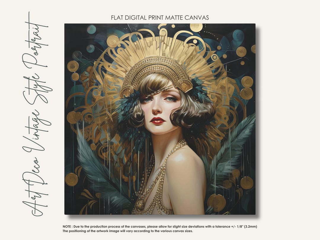 Art Déco Wall Art Canvas Print • Glamorous 1920's Gatsby Flapper Woman ...