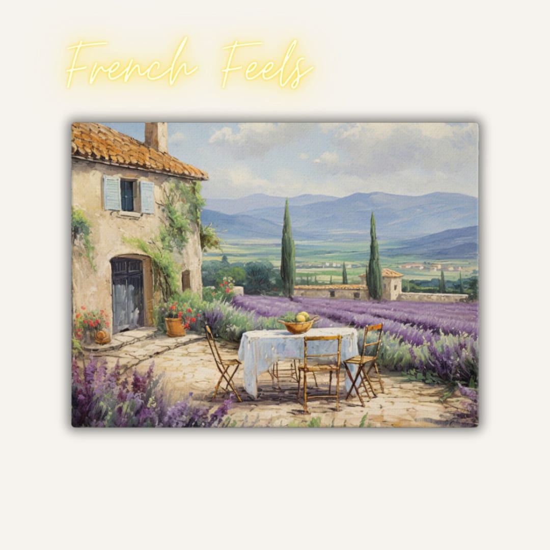 French Countryside Farmhouse Landscape Digital Print Canvas, Oil ...
