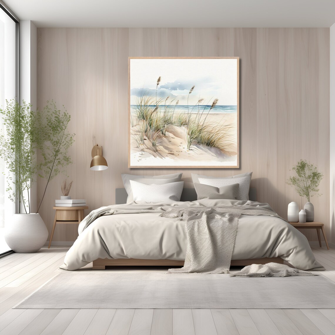 Hampton's Style Dune Grasses Seascape Wall Decor, Large Premium Wood ...