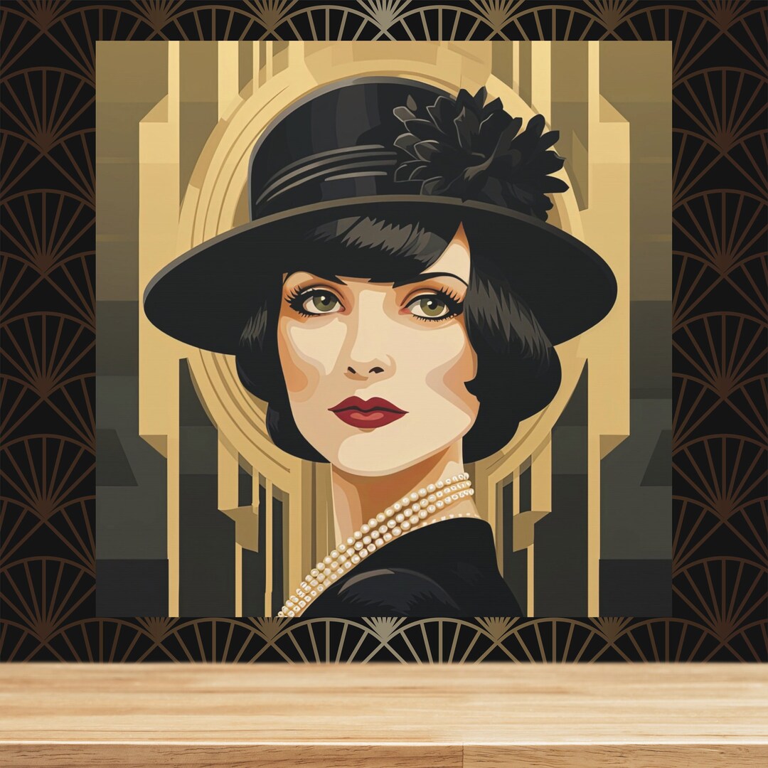 Jazz Age 30s Art Deco Inspired Woman Portrait, Animated Style Digital ...