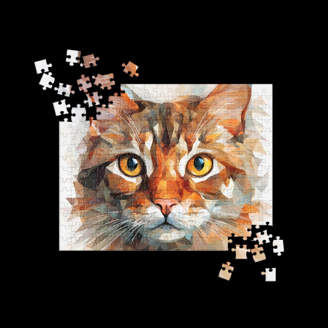 Ginger Tabby Cat Face Portrait 252 Piece Jigsaw Puzzle, Contemporary ...