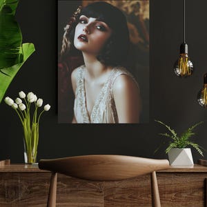 Art Déco Flapper Canvas Print • 1920s Vintage Style Décor • Black ...