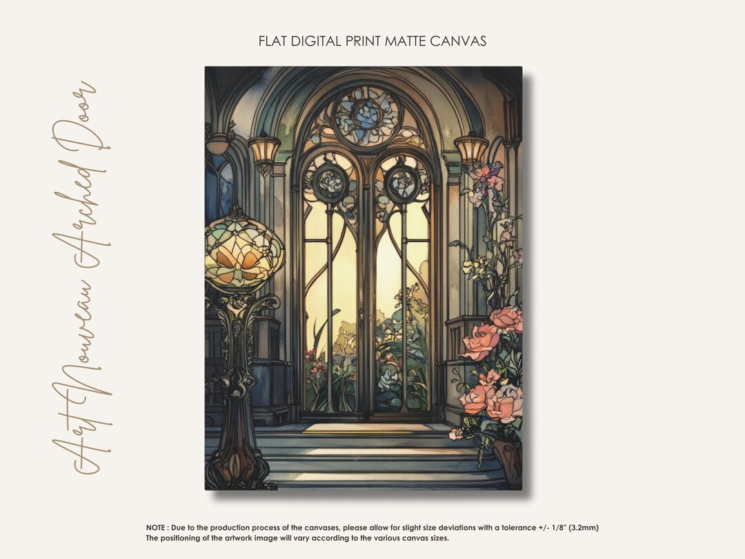 Floral Stained Glass Archway Canvas Print • Art Nouveau Style • William ...