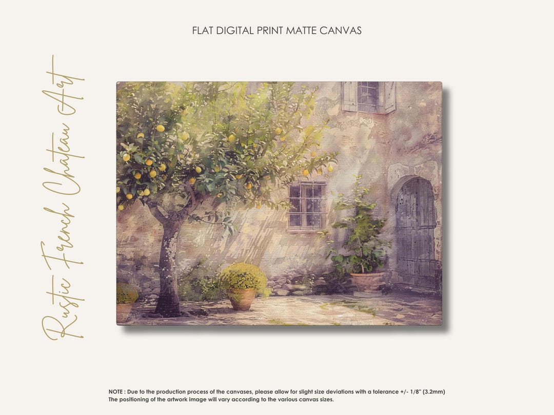 French Chateau Lemon Tree Canvas Print • Rustic Farmhouse Decor - Etsy