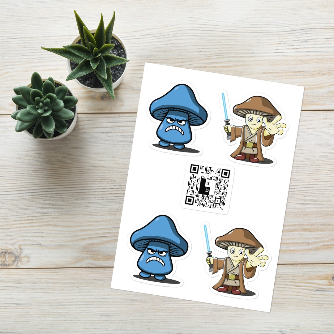 Jedi and Blue Meanie Mushroom Character Sticker Sheet - Etsy