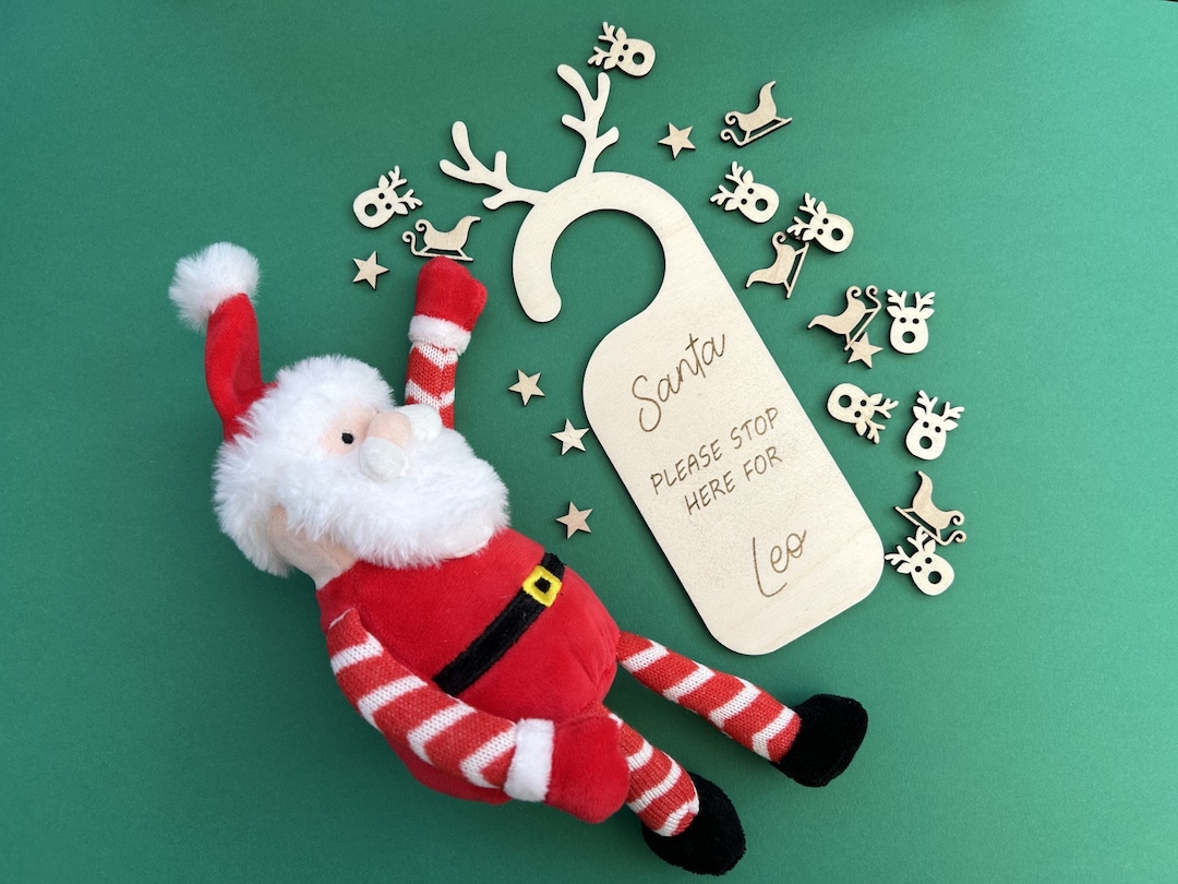 Santa Stop Here, Door Hanger, Christmas Decor, Kids, Boys, Girls, Ideas ...