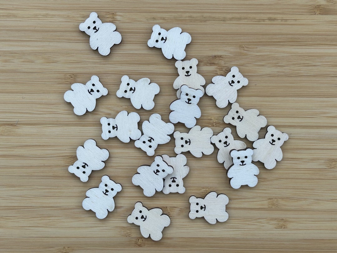 Baby Shower Confetti Teddy Bear Shapes, 20 Laser Cut Wooden Sprinkles ...