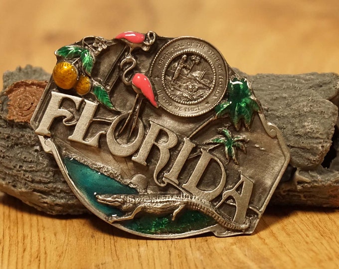 FLORIDA PONCE De LEON Solid Brass Belt Buckle Heritage Mint 1980 ...