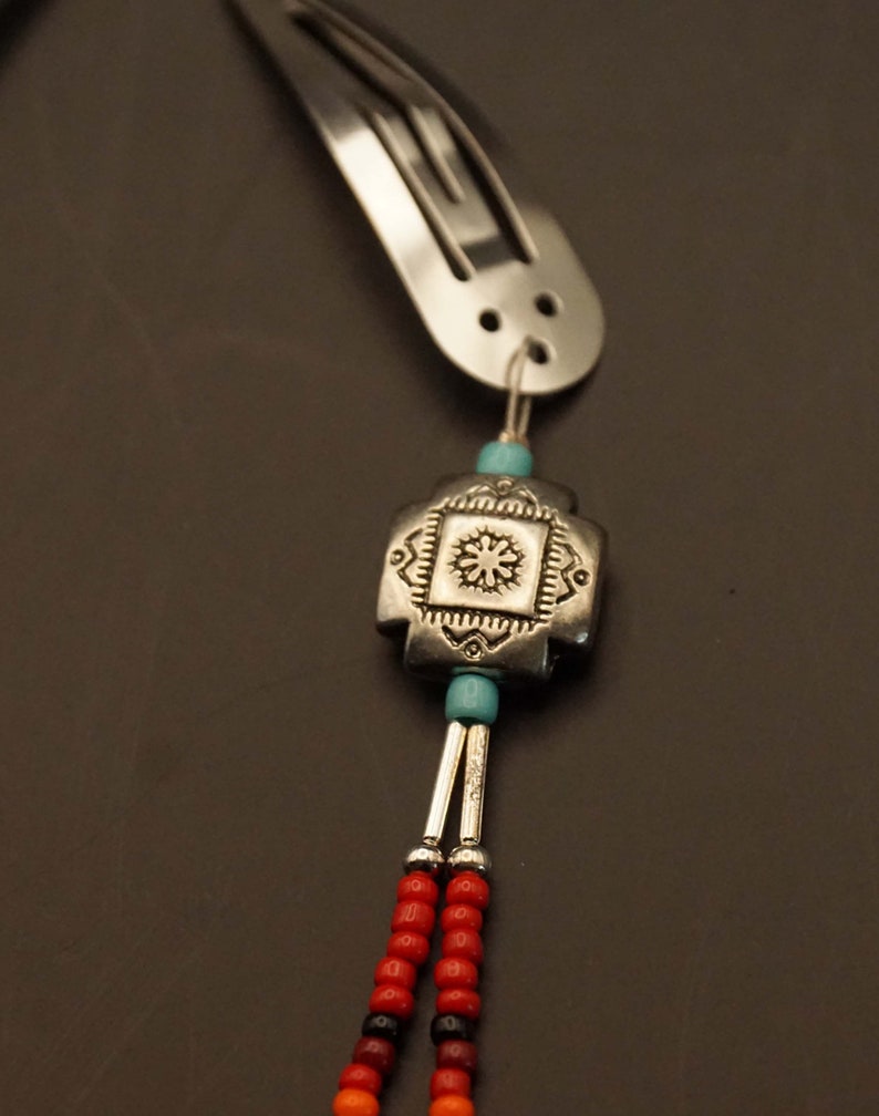 2 Handmade Native American Hair Clips Red Beads With Shield Beads - Etsy