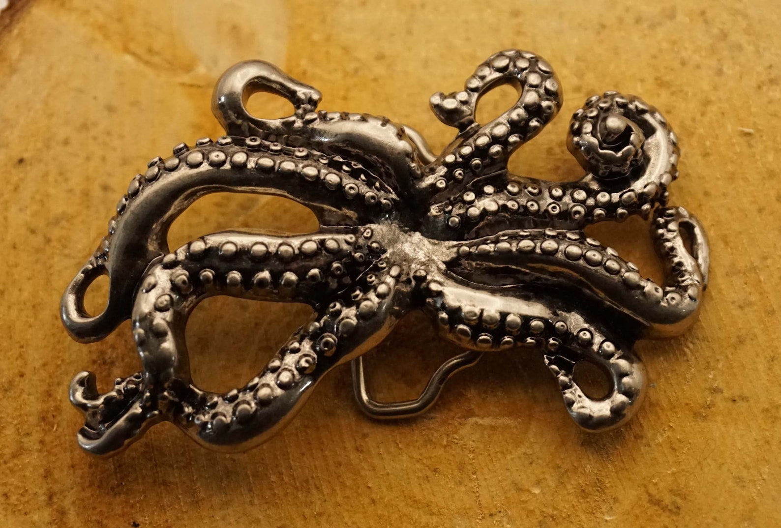 Belt Buckle Silver-colored Octopus - Belt Buckle Sea Creature Squid ...