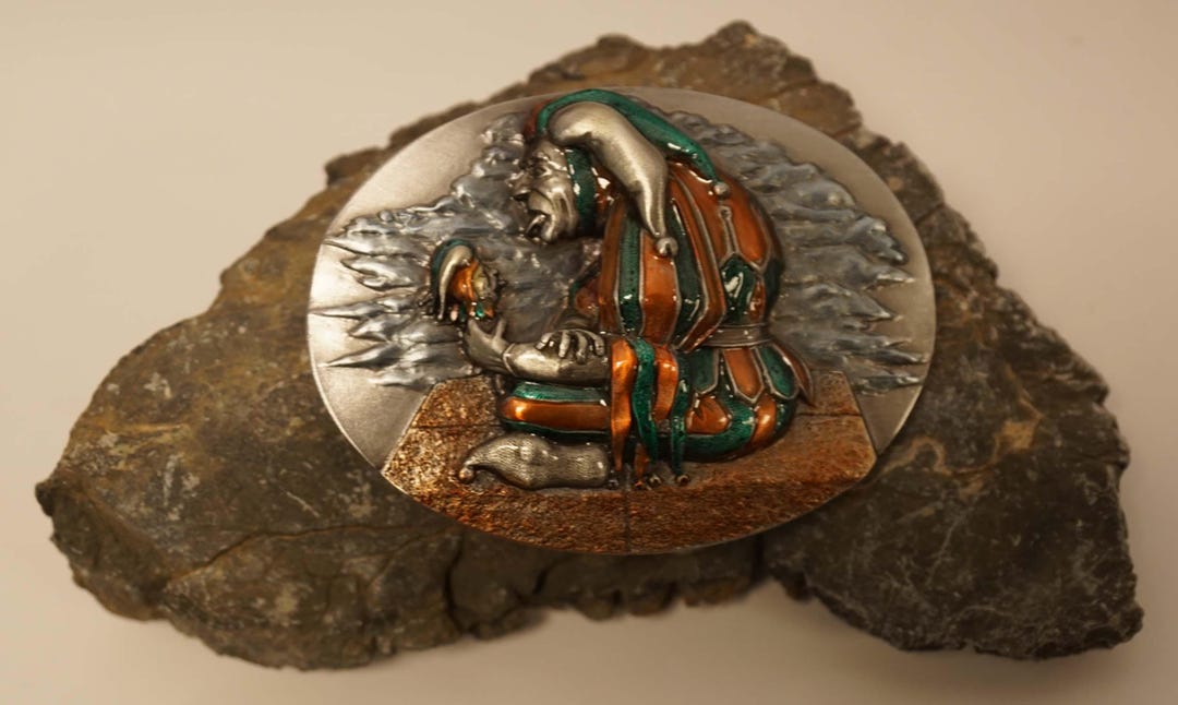 Belt Buckle Jester With Jester Stick in His Hand Belt Buckle of a Joker ...