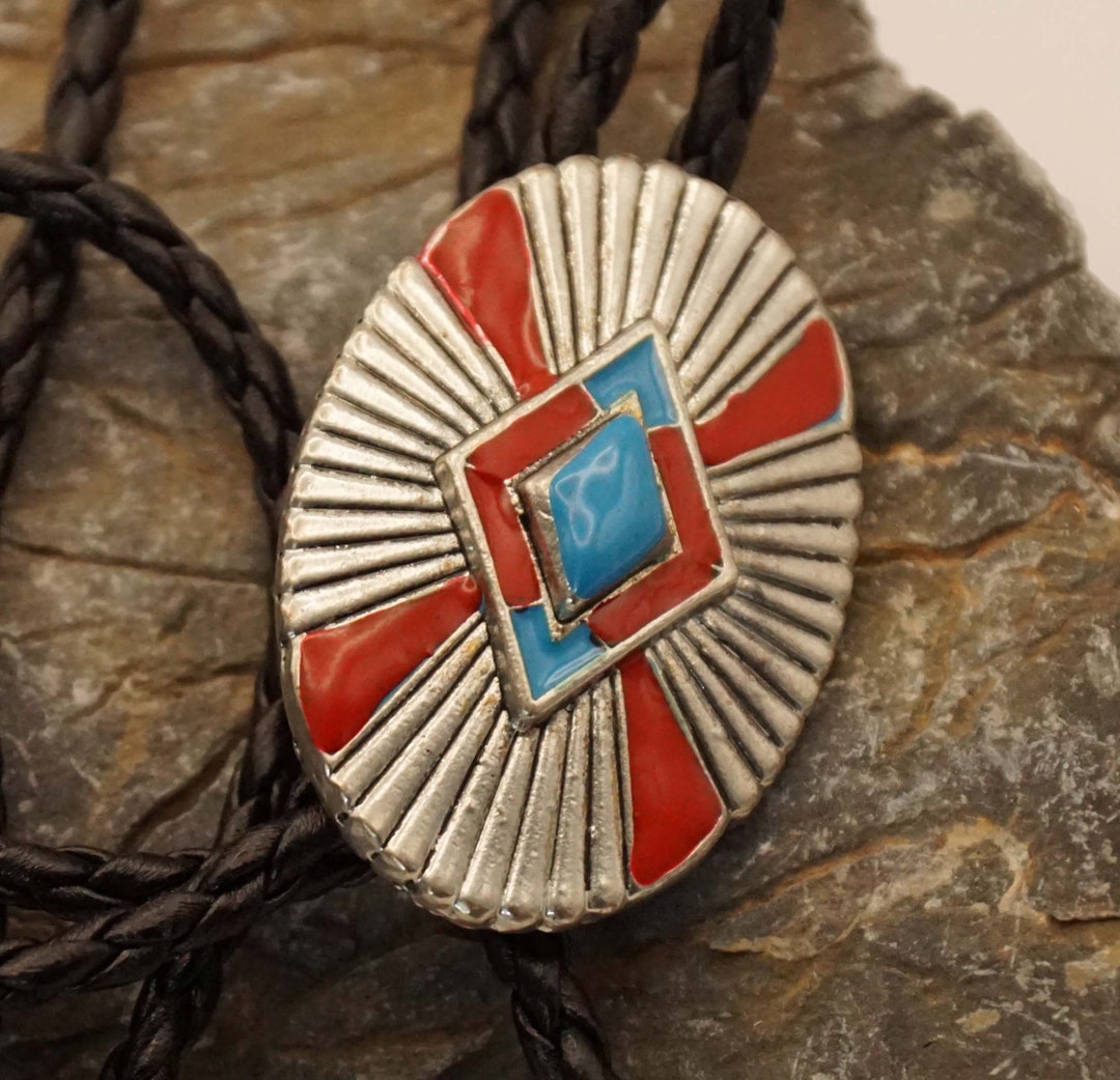 Navajo Indian Bolo Tie / Leather Lace Tie From an Indian Shield - Etsy