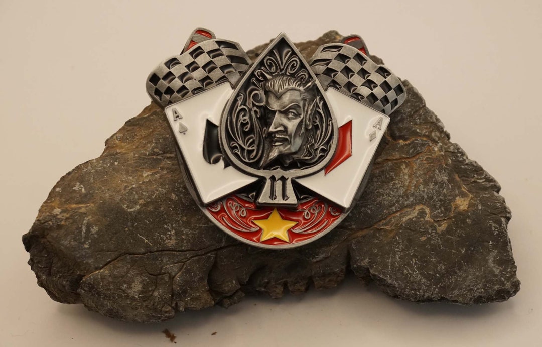 Belt Buckle Playing Cards With Racing Flags, Ax of Spades as a Good ...