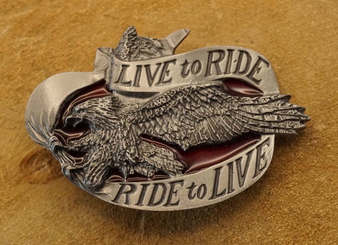 Biker Belt Buckle Live to Ride With Eagle - Etsy