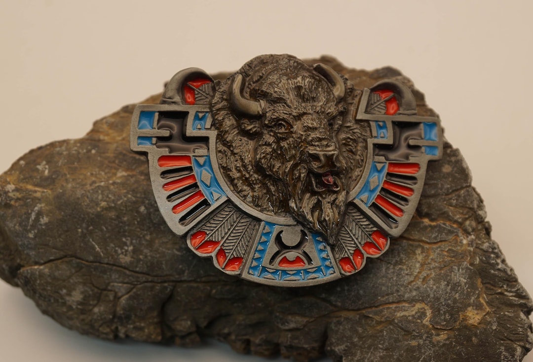 Belt Buckle of Bison Head on Totem Pole - Etsy UK
