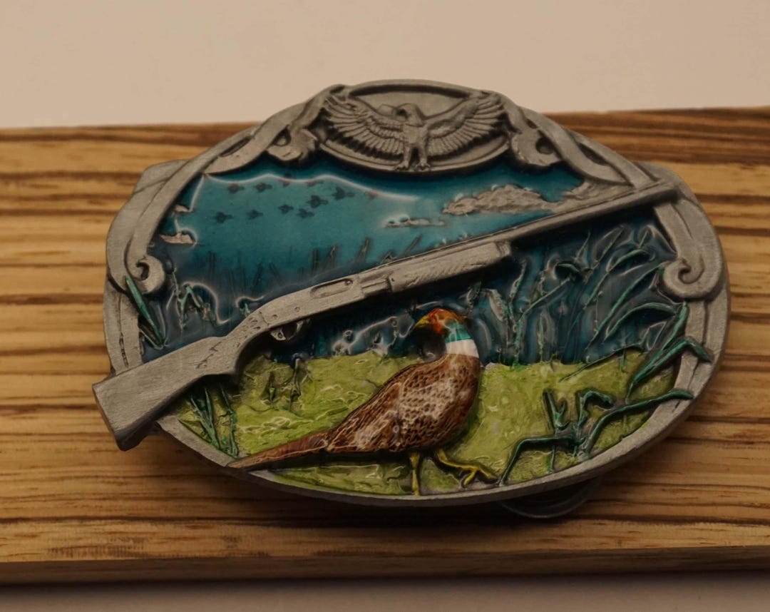 Belt Buckle Fazant in De Natuur Met Jacht Geweer - Etsy
