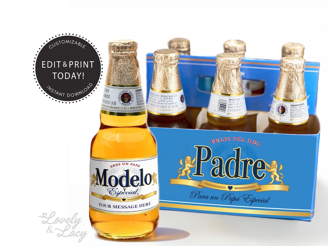 Father's Day Personalized Printable 12 Oz Modelo Beer Labels, 6 Pack ...
