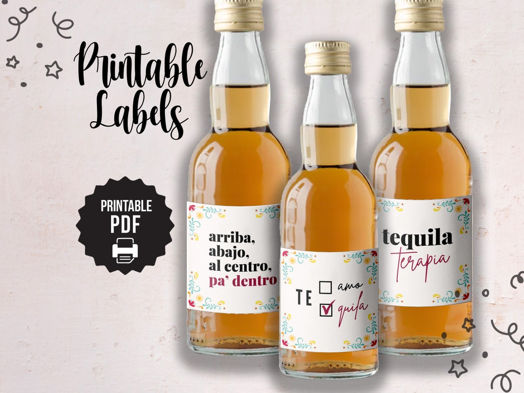 Tequila Shot Labels, Mexican Tequila Labels, Mexican Party Favors ...