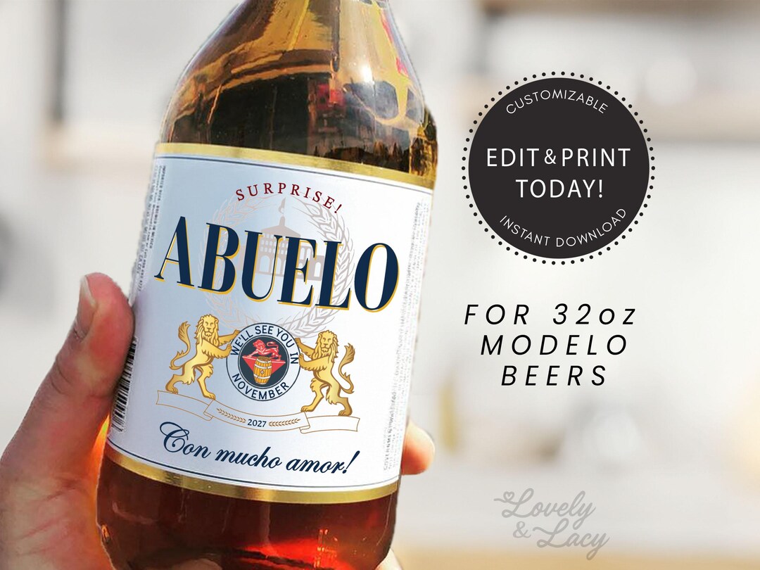Custom Printable 32 Oz Modelo Beer Labels, Personalized Modelo Labels ...