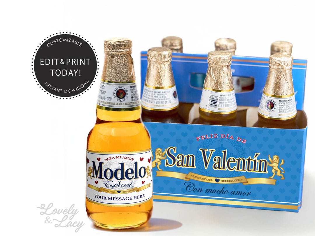 Valentines Personalized Printable Modelo Beer Labels, Personalized ...