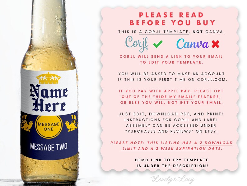 Personalized Printable Corona Beer Labels, Corona Beer Labels, Coronita ...