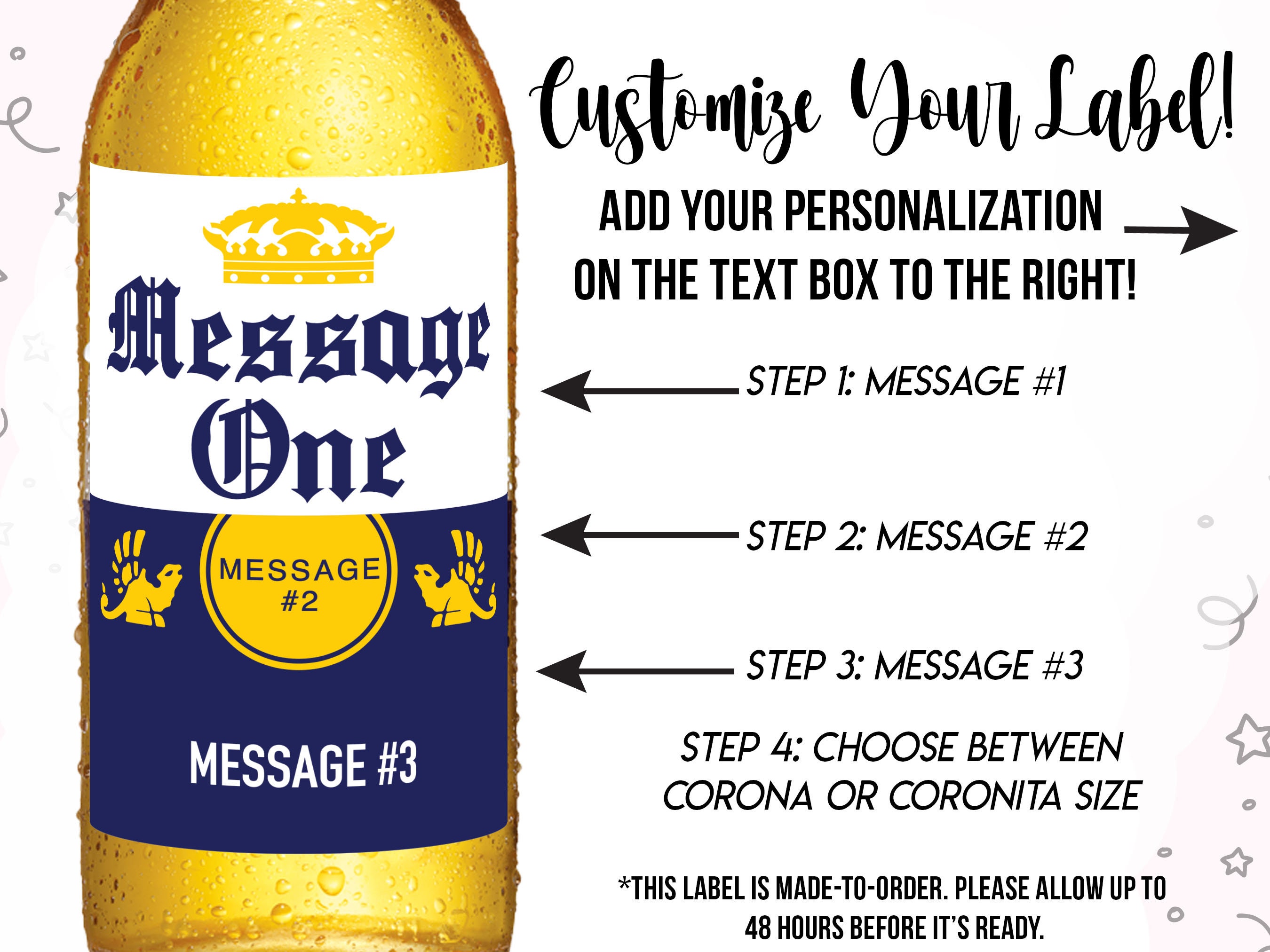 Made to Order Personalized Printable Corona Beer Labels, Corona Beer ...