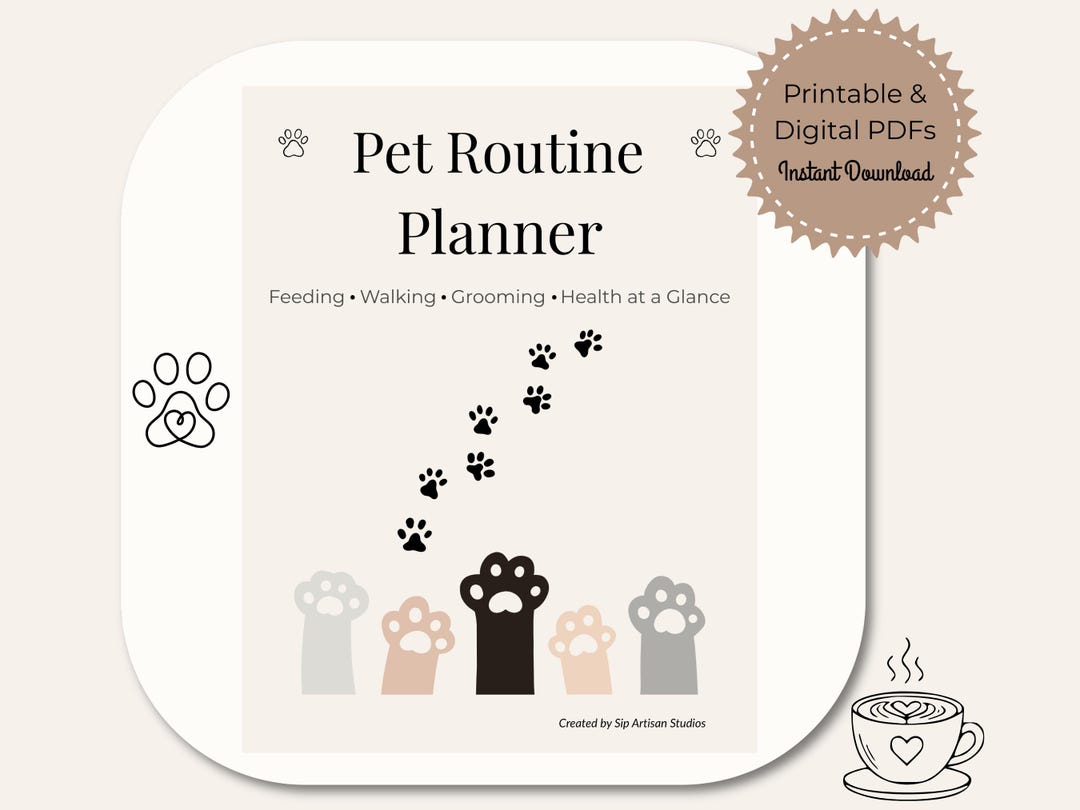Pet Routine Planner Printable PDF | Daily Pet Care Schedule, Feeding ...