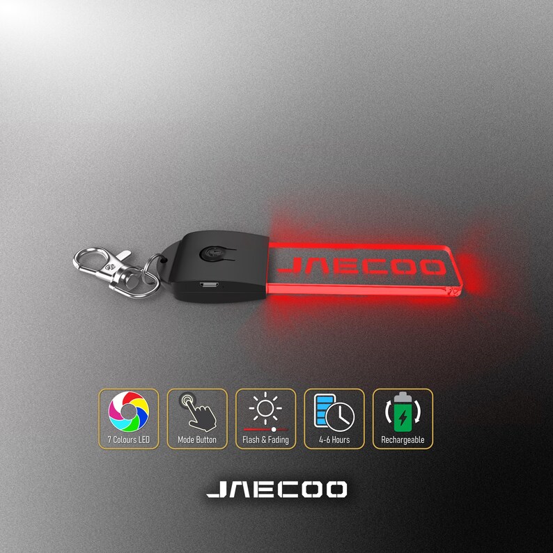 JAECOO Logo LED Light Keyring / Keychain - 7 Colour LED - Backpack Clip ...