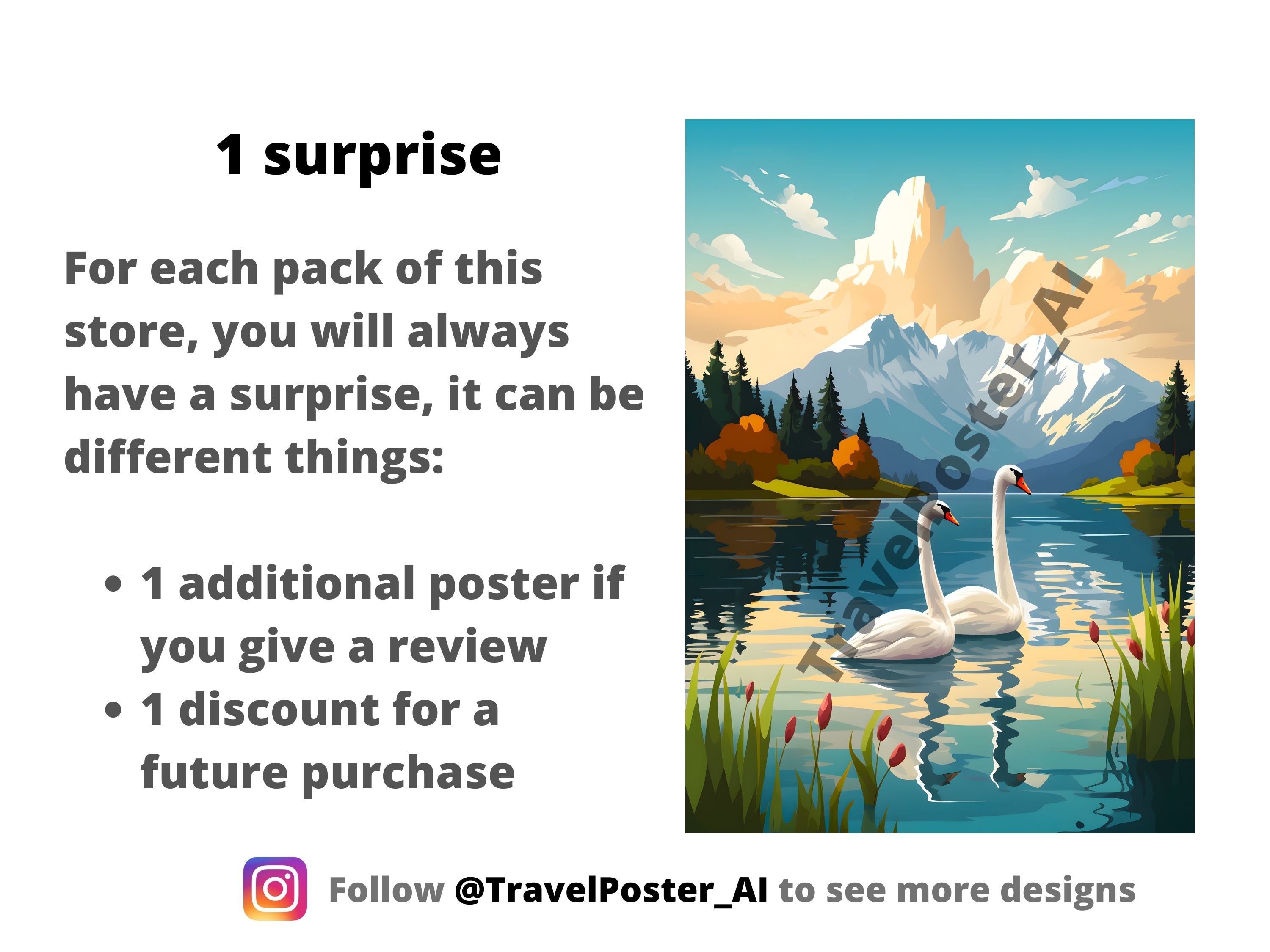 Travel Poster Swans in the Lake Pack 1 - Etsy