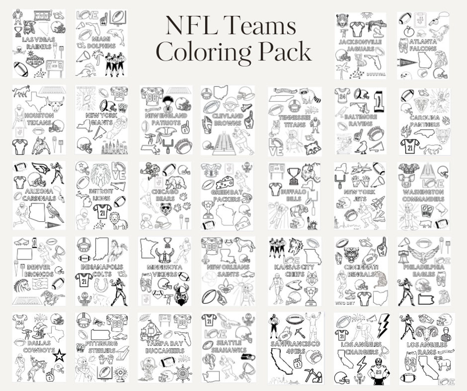 NFL Football Coloring Pages | Kids Coloring Activity | Football Team ...