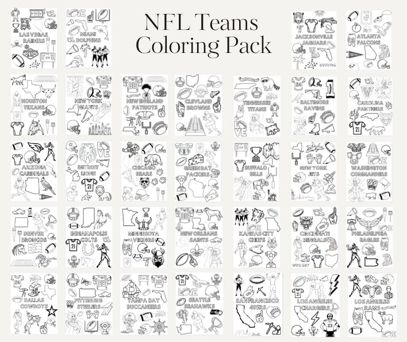 NFL Football Coloring Pages | Kids Coloring Activity | Football Team ...
