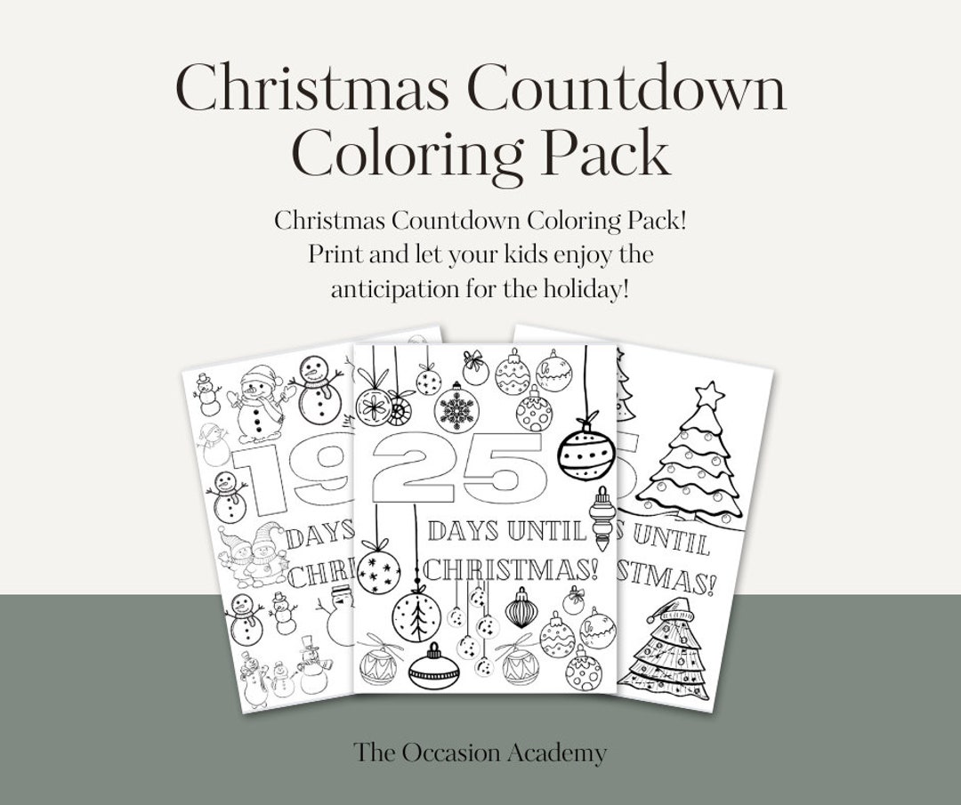 Christmas Advent Countdown Coloring Pack - Etsy