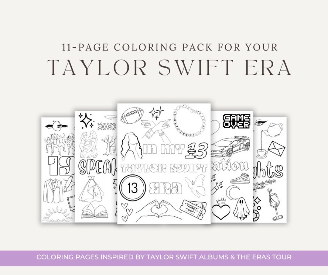 Taylor Swift Era Tour Inspired Coloring Pack - Etsy