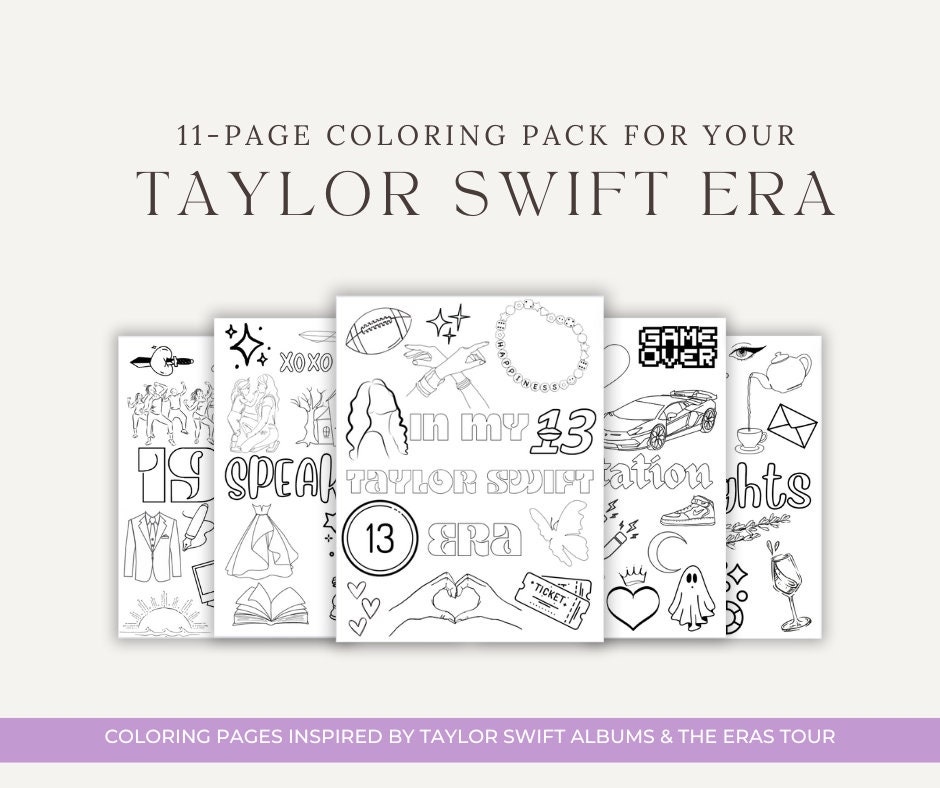 Taylor Swift Era Tour Inspired Coloring Pack - Etsy