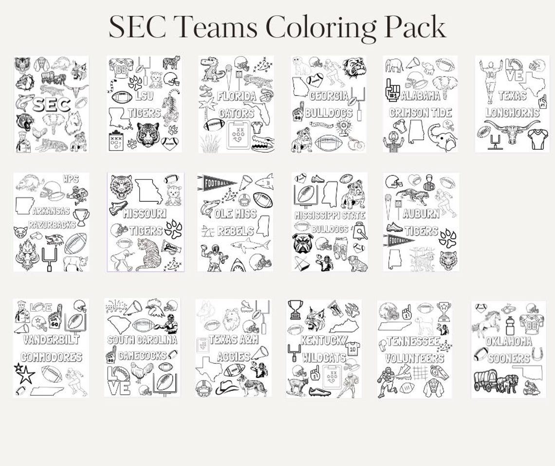 SEC Football Coloring Pages | Kids Activities | Gameday Fun for Kids ...