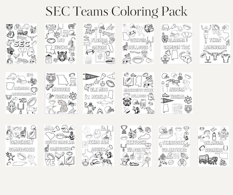 SEC Football Coloring Pages | Kids Activities | Gameday Fun for Kids ...