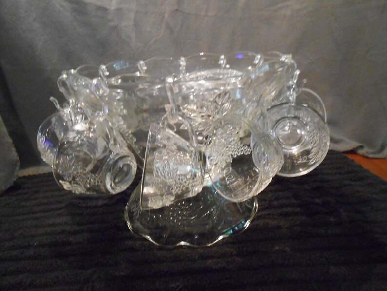 Vintage Anchor Hocking Grape Harvest 26 Piece Punch Bowl Set - Etsy