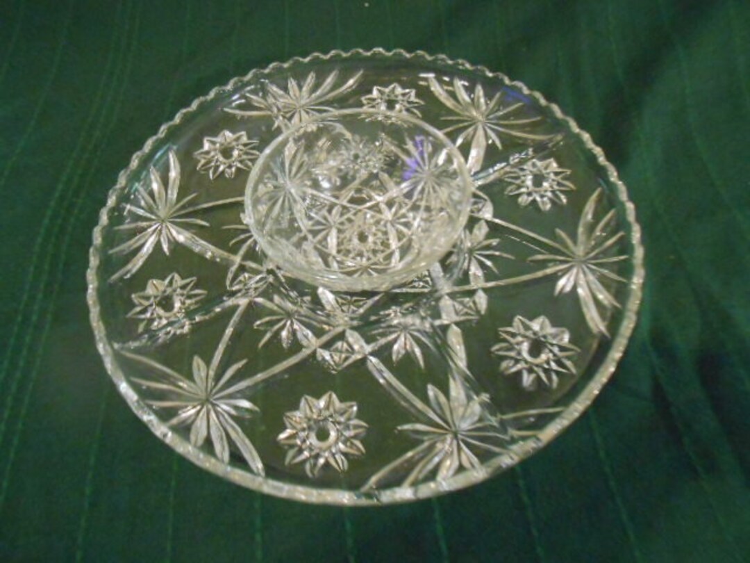 Anchor Hocking Prescut Glass Star of David Divided Round Relish Tray ...