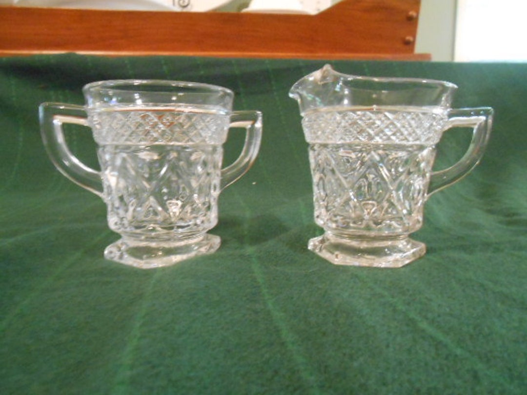 Vintage Imperial Glass Ohio Cape Cod Pattern Cream and Sugar Decanters ...