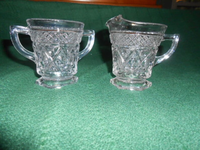 Vintage Imperial Glass Ohio Cape Cod Pattern Cream and Sugar Decanters ...