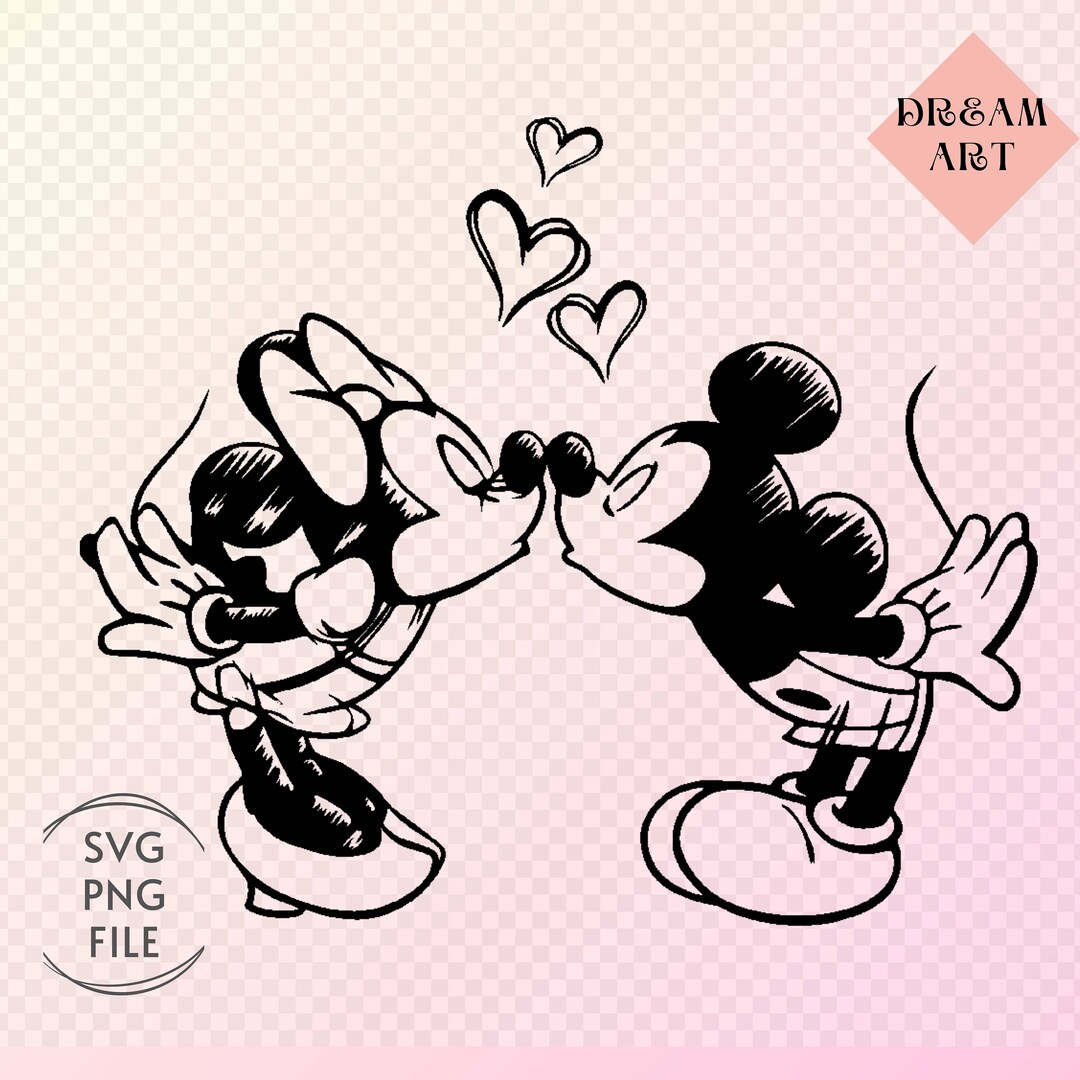 Mickey Mouse And Minnie Mouse Kissing
