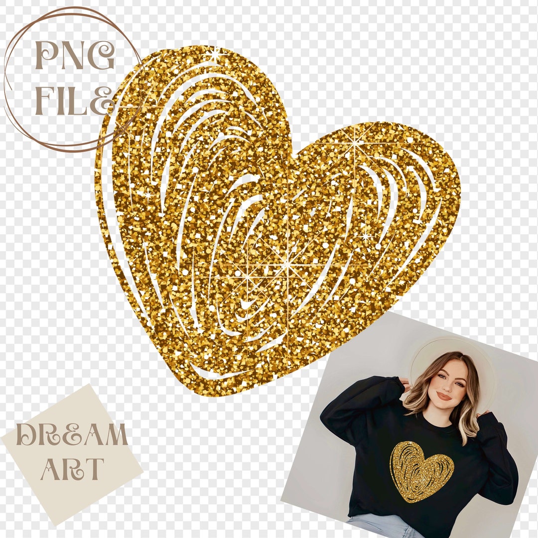 Gold Glitter Heart Svg Png, Valentine's Day Glitter Heart Digital ...